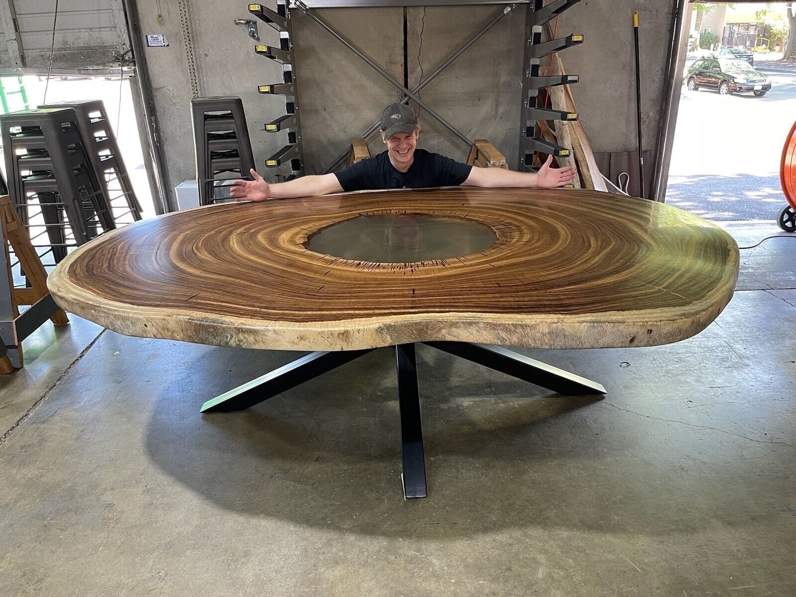 Massive Museum Quality Live Edge 8' X 5.5' Cross Cut Table Wood Rustic ...