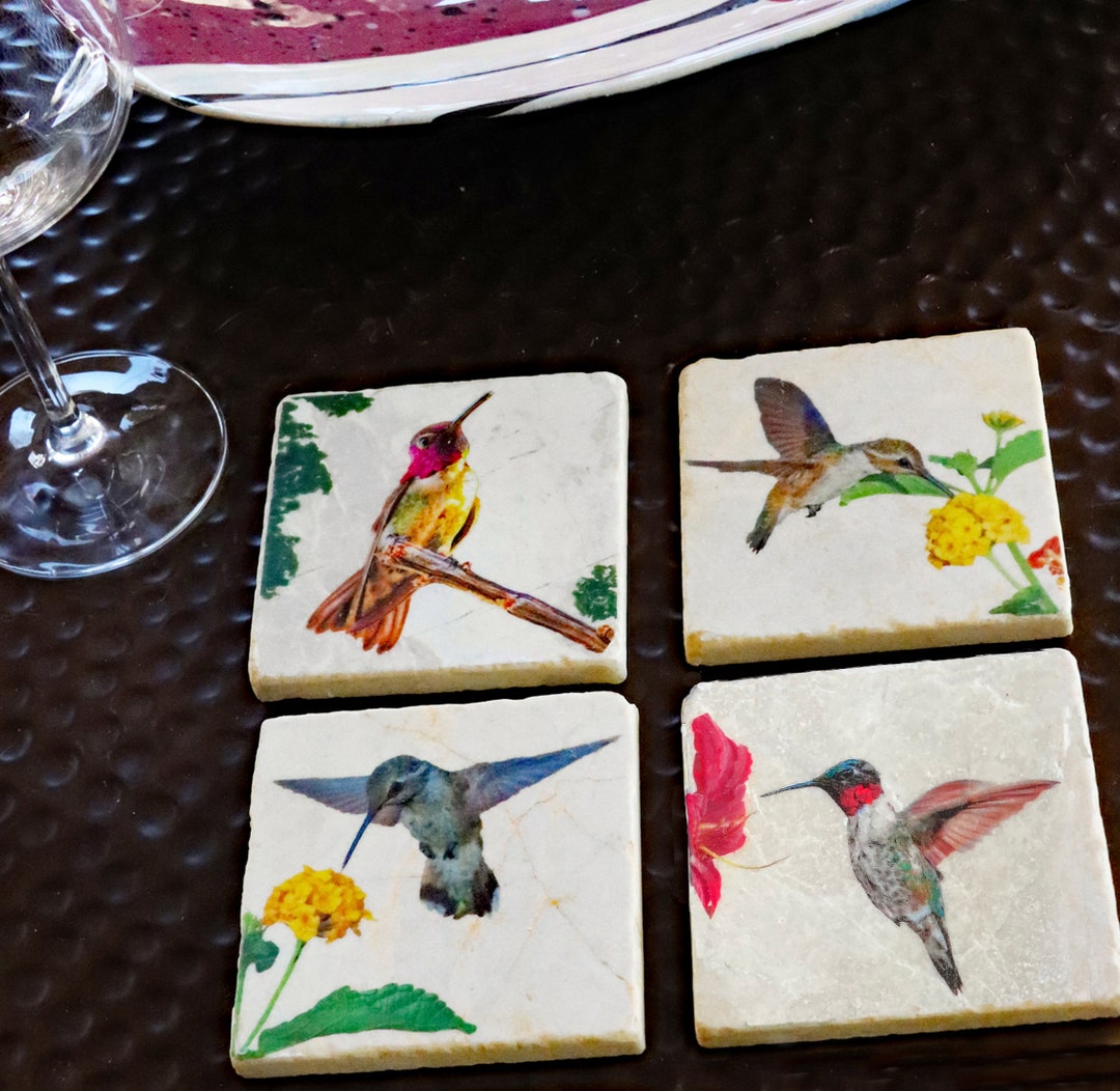 Hummingbird Coasters, Set of 4 - Etsy
