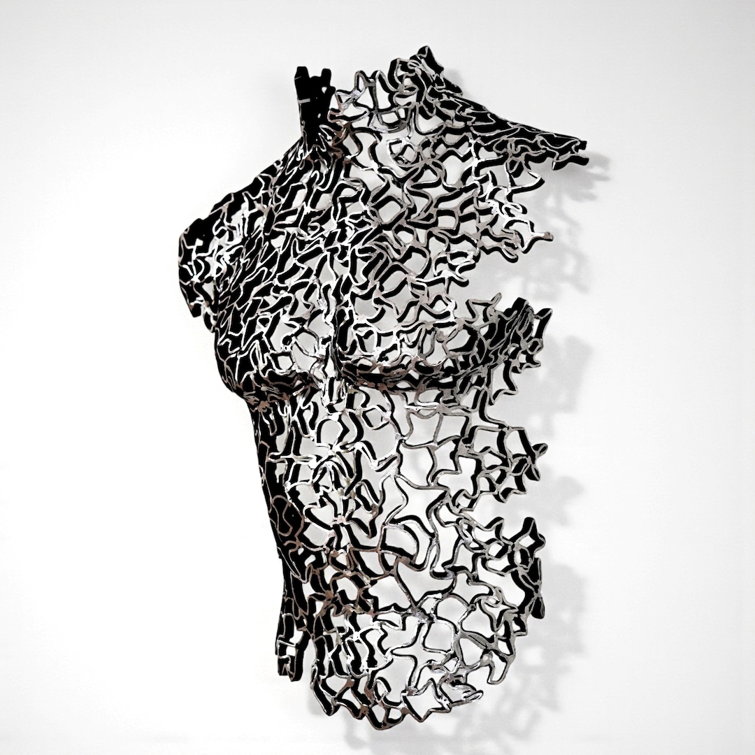 Hand-welded Metal Male Torso Sculpture, Modern Geometric Art Wall ...