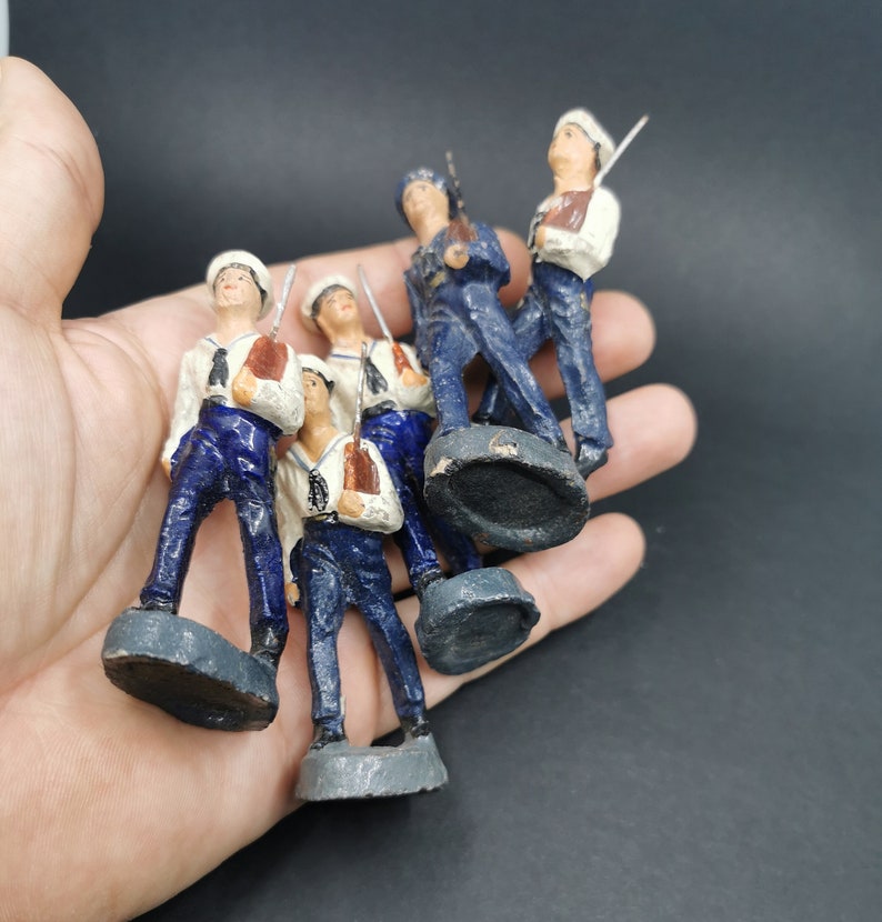 Vintage German WWI Toy Soldier Collection, Figures of Sailors, Set of 5 ...
