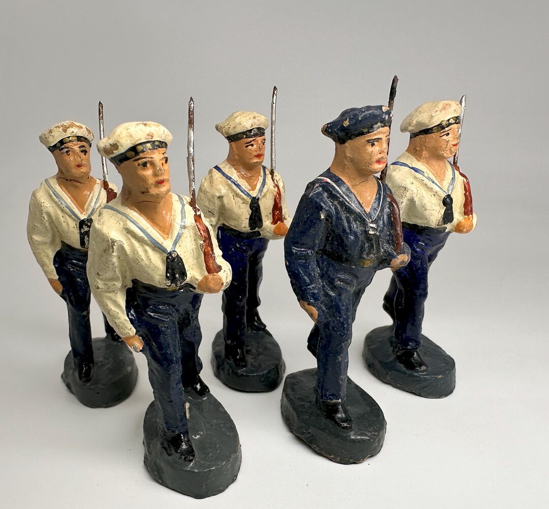 Vintage German WWI Toy Soldier Collection, Figures of Sailors, Set of 5 ...