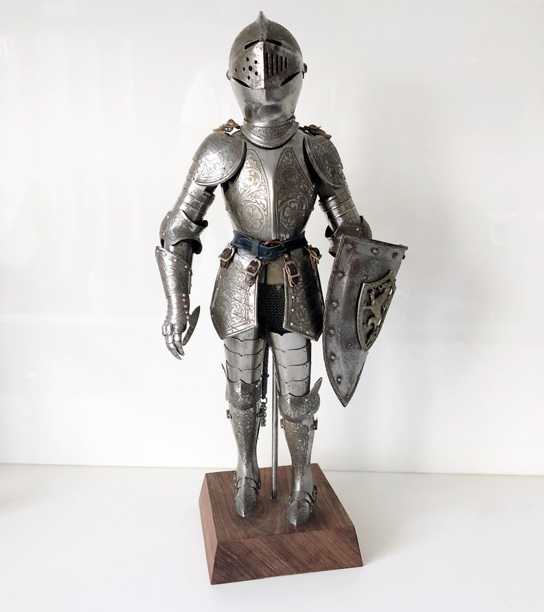 Vintage Miniature Knight Suit of Armor on a Stand Rare | Etsy
