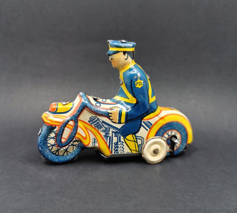 Marx Tin Litho Tricky Motorcycle Windup Toy Police - Etsy