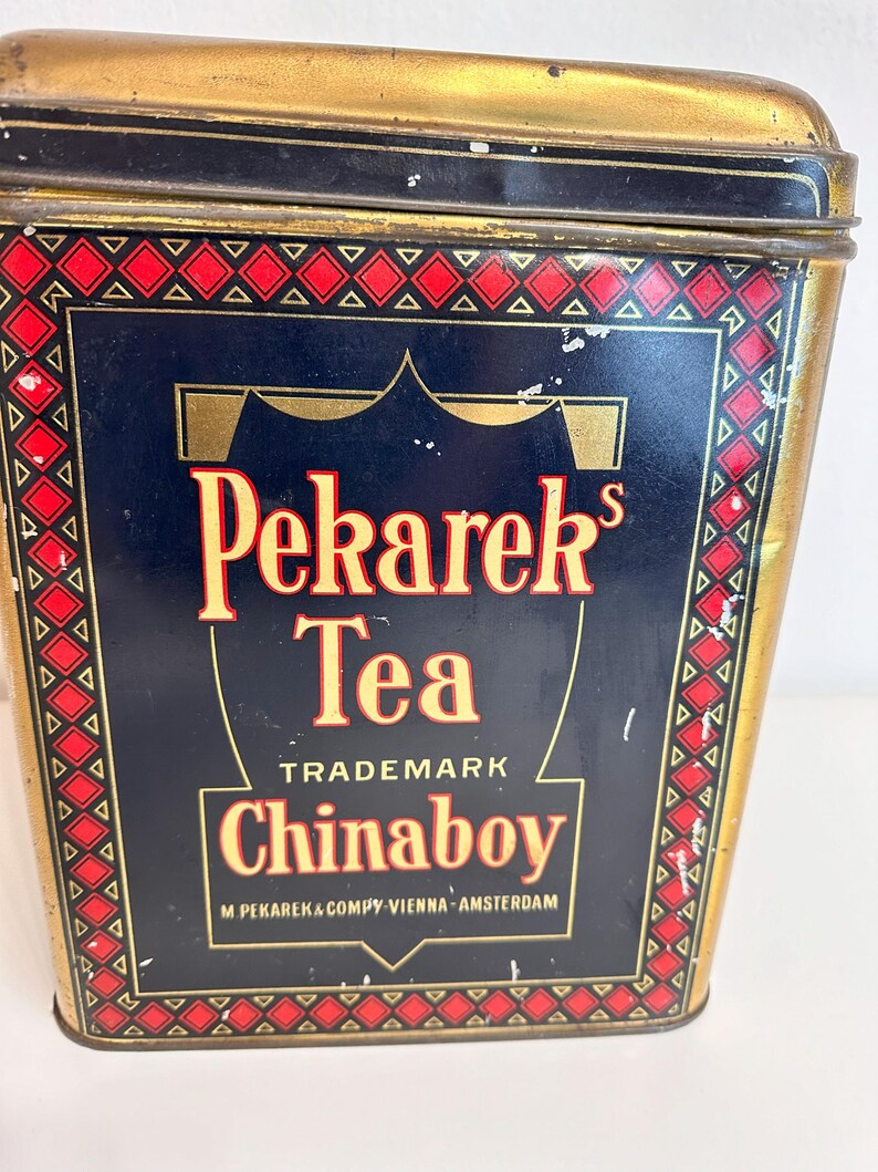Rare Large Vintage Tin Box Pekarek Tea China Boy Vienna - Amsterdam - Etsy