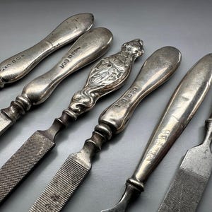Antique Sterling Silver Nail File Collection, Antique Vanity Items 6 ...