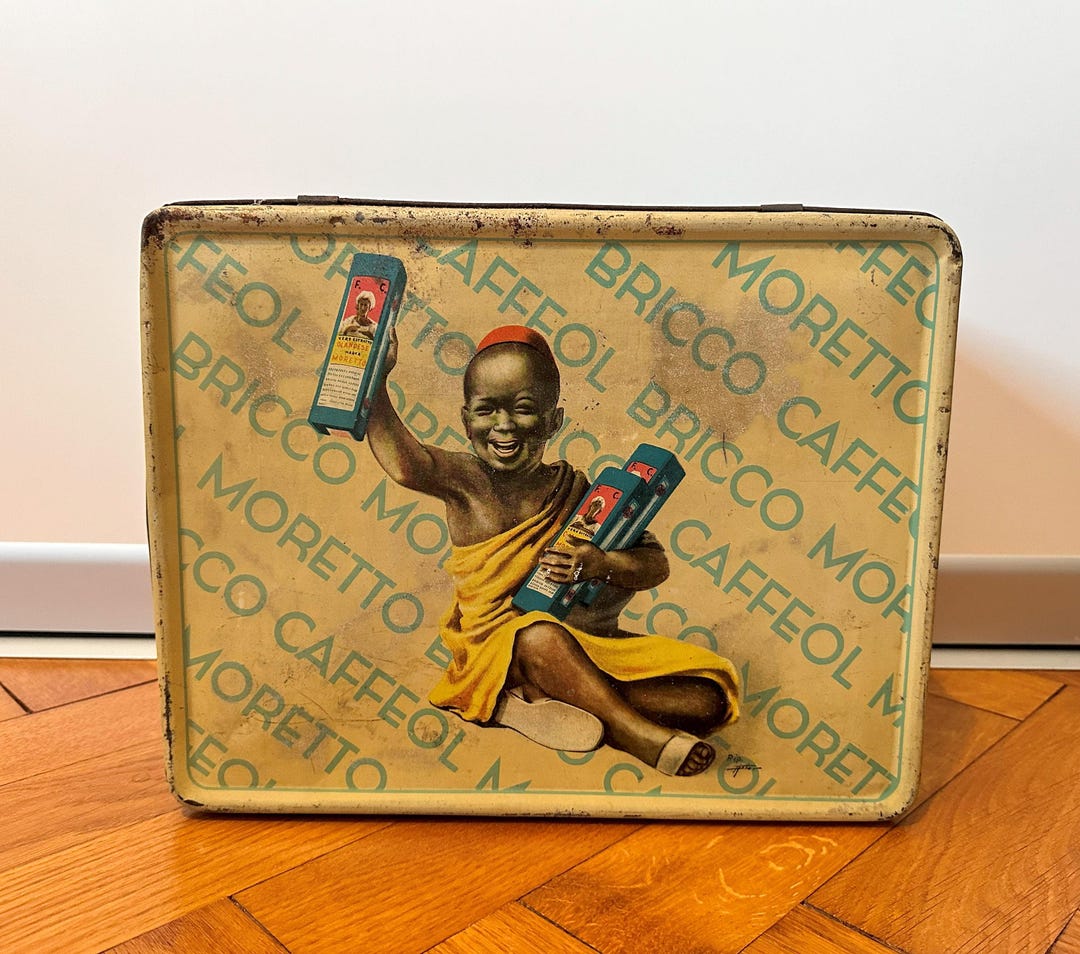 Antique Italian Tin Box, Brand Moretto Dutch Extract Coffee Pontedera ...