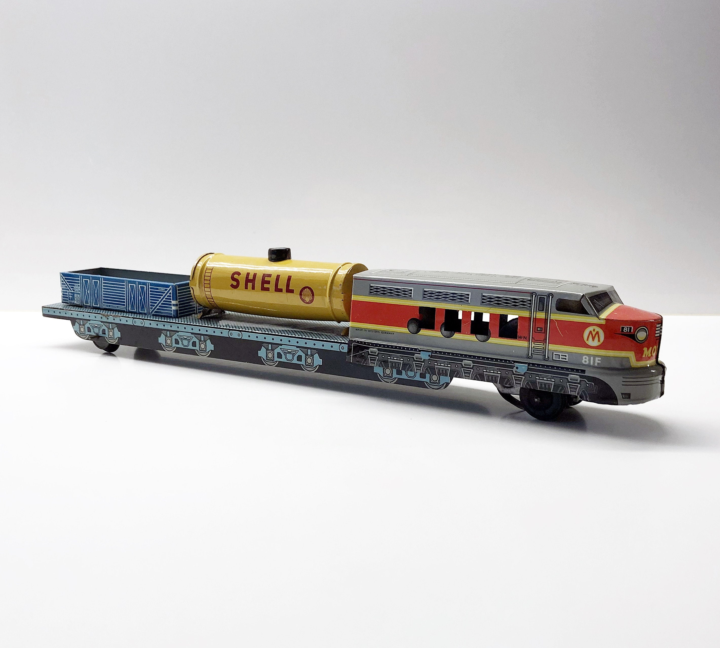 Vintage SHELL Diesel Train German Tinplate Friction Toy in - Etsy