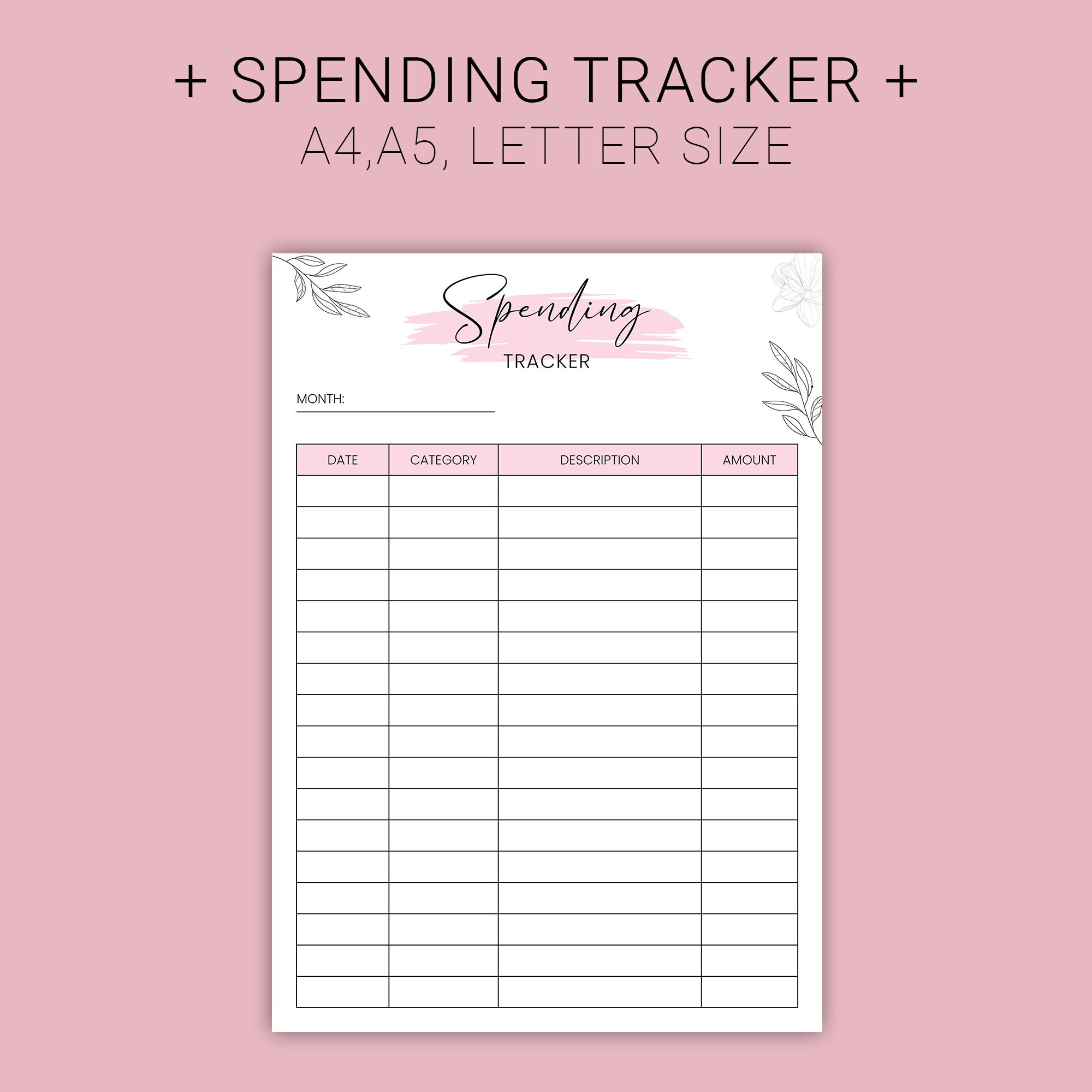 Spending Tracker, Monthly Budget Printable, Budget Tracker, Expense ...