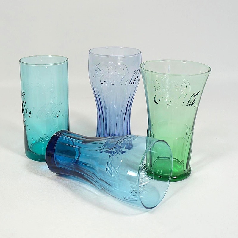 Blaues coca cola glas vintage - Etsy.de