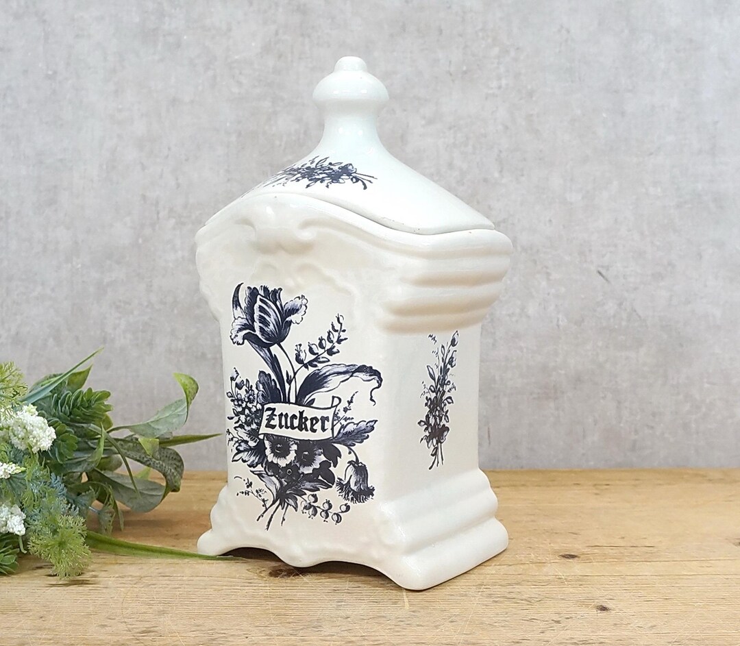 Large Antique Porcelain Container, Storage Container for Sugar - 'T ...