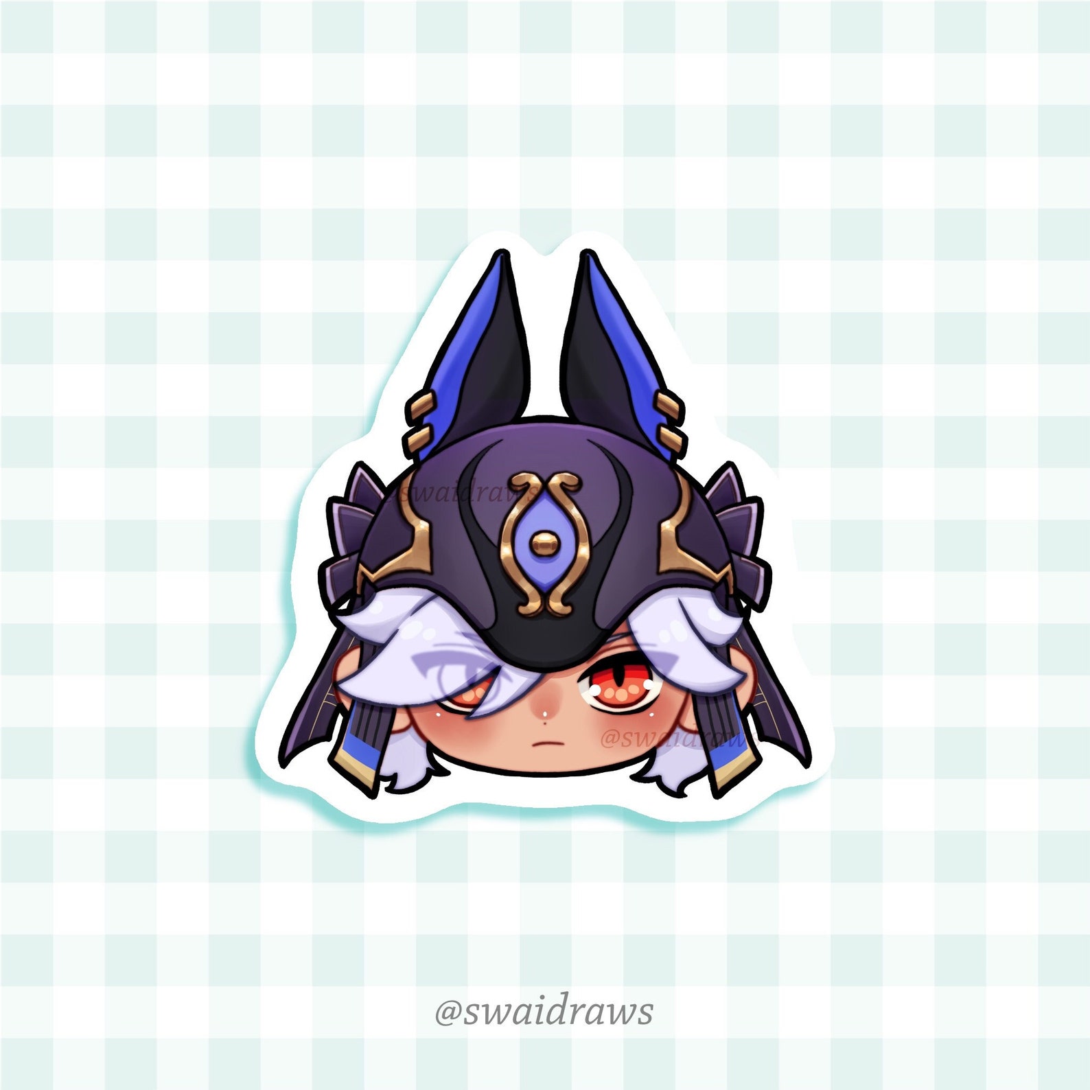 Cyno Chibi Matte Vinyl Sticker Genshin Impact - Etsy