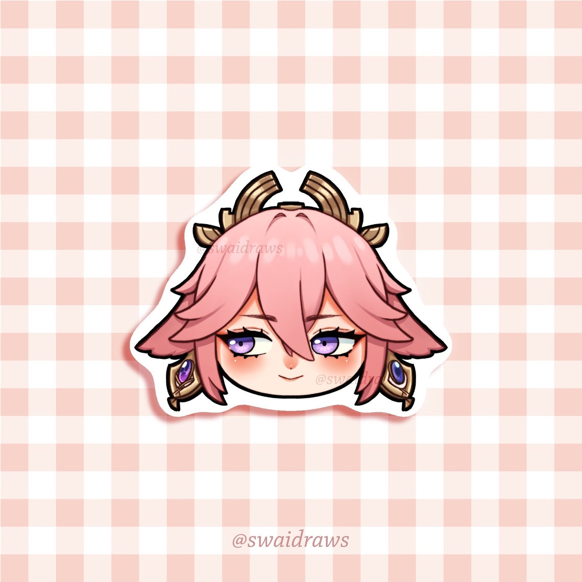 Yae Miko Chibi Matte Vinyl Sticker Genshin Impact - Etsy