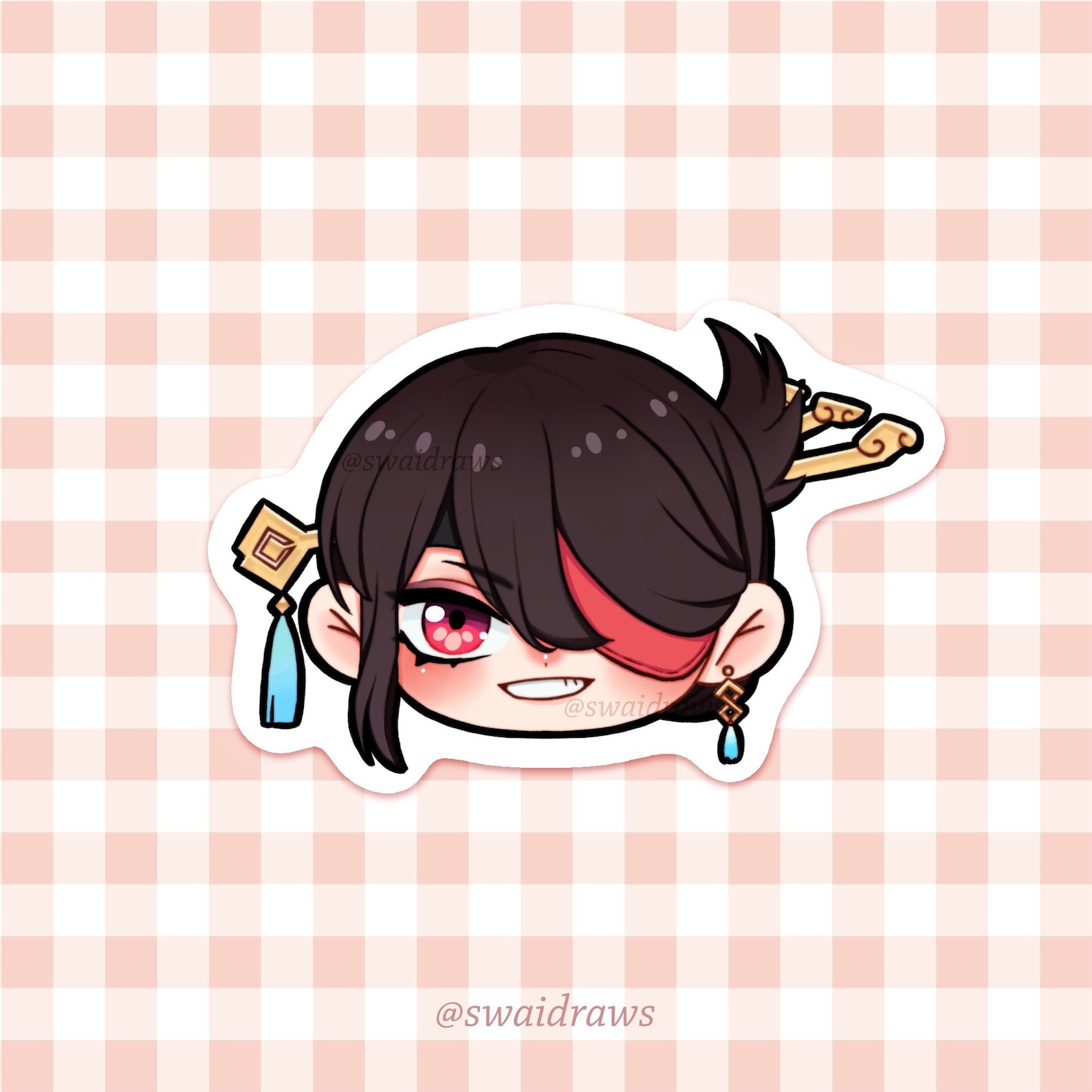 Beidou Chibi Matte Vinyl Sticker Genshin Impact - Etsy