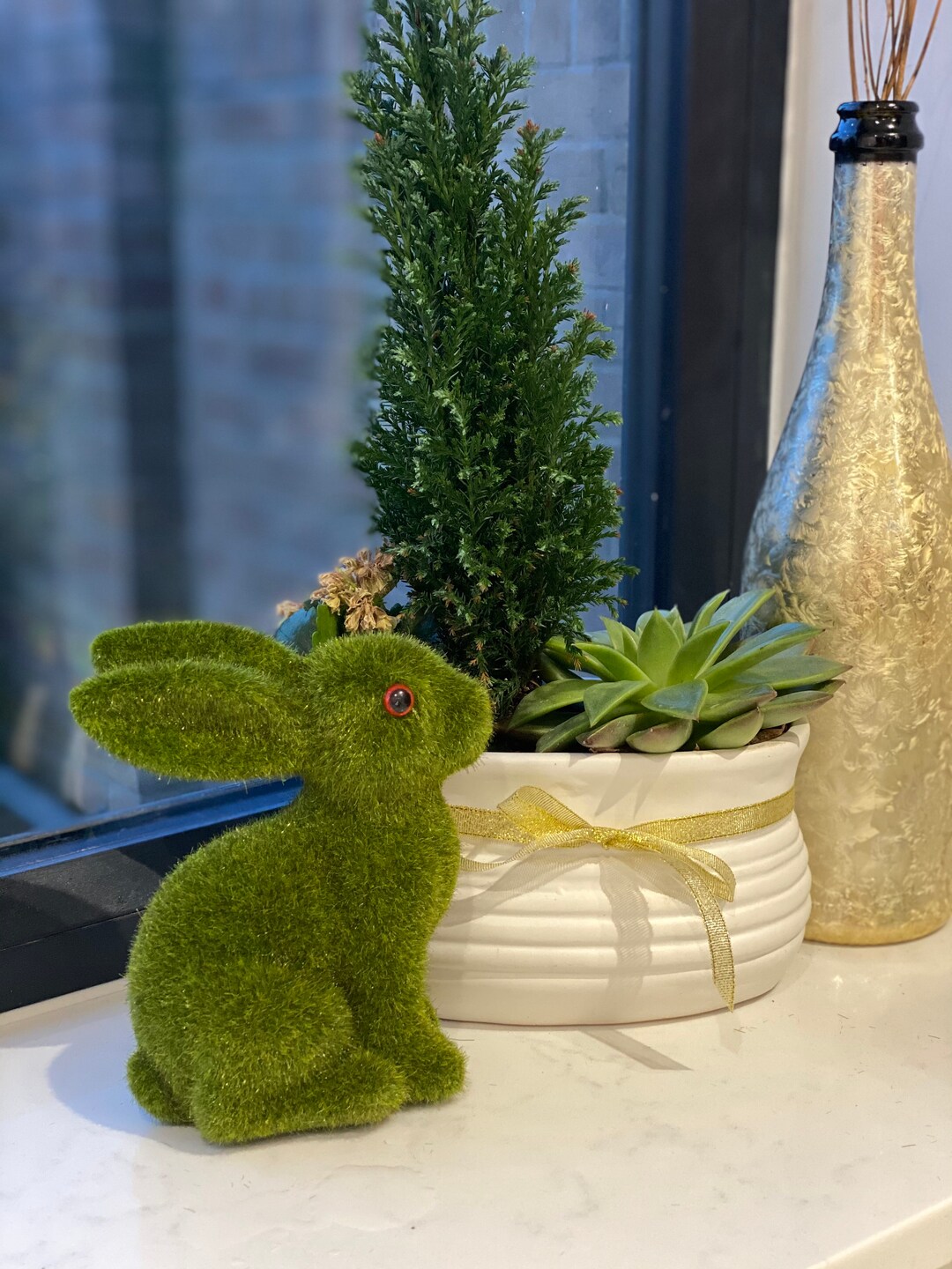 Spring Flocked Bunny | Easter Bunny | Garden Ornament | Homeware ...