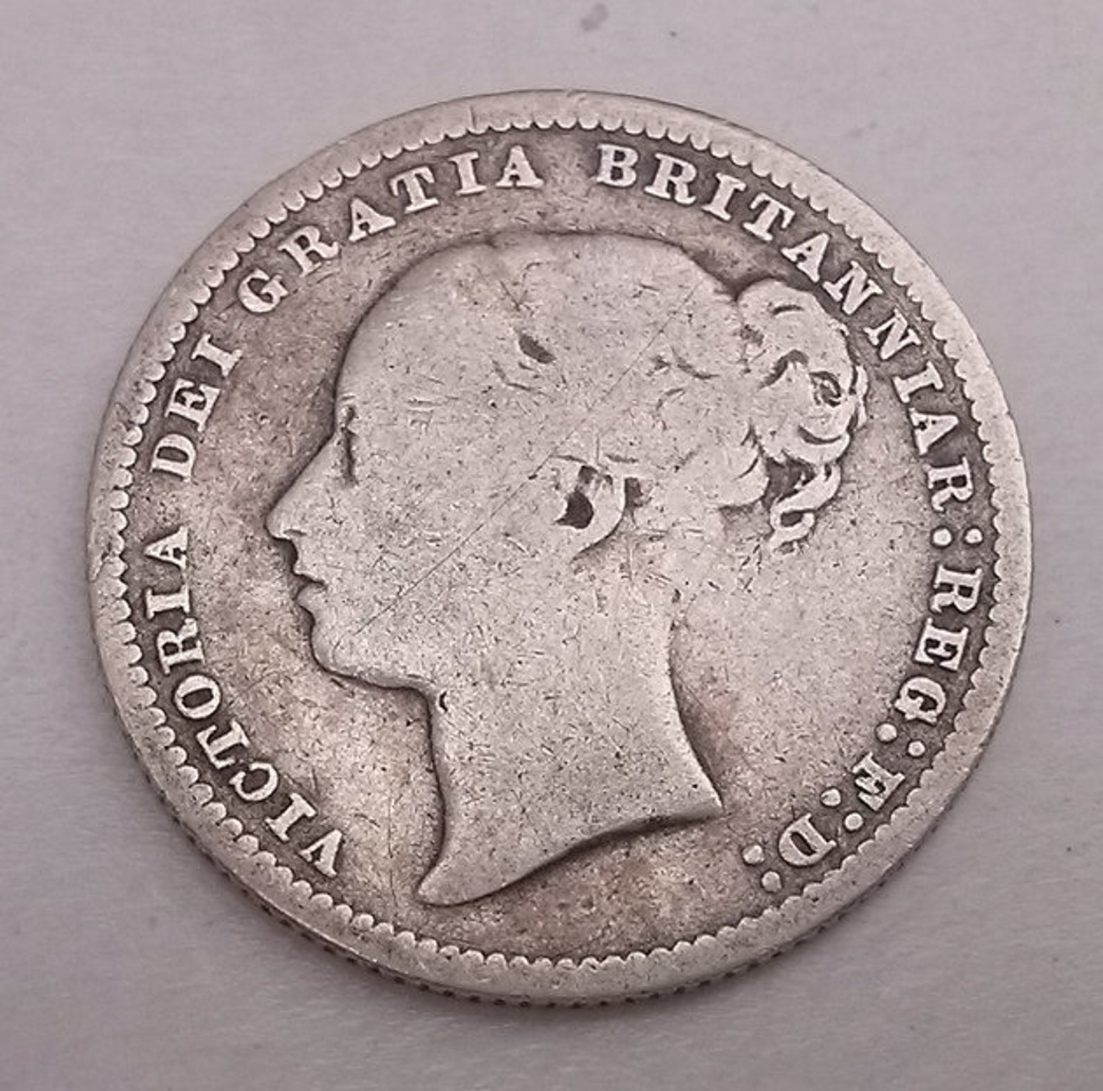 1879 Shilling Coin Die 1 Queen Victoria Silver Fine Condition Scarce ...