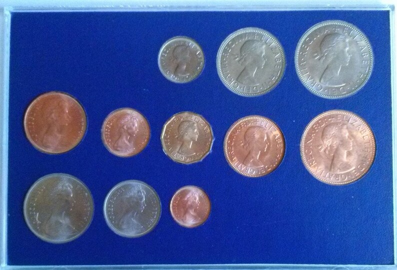 1971 UK Decimal Coin Set / Last Lsd Set Cased 11 Uncirculated Coins ...