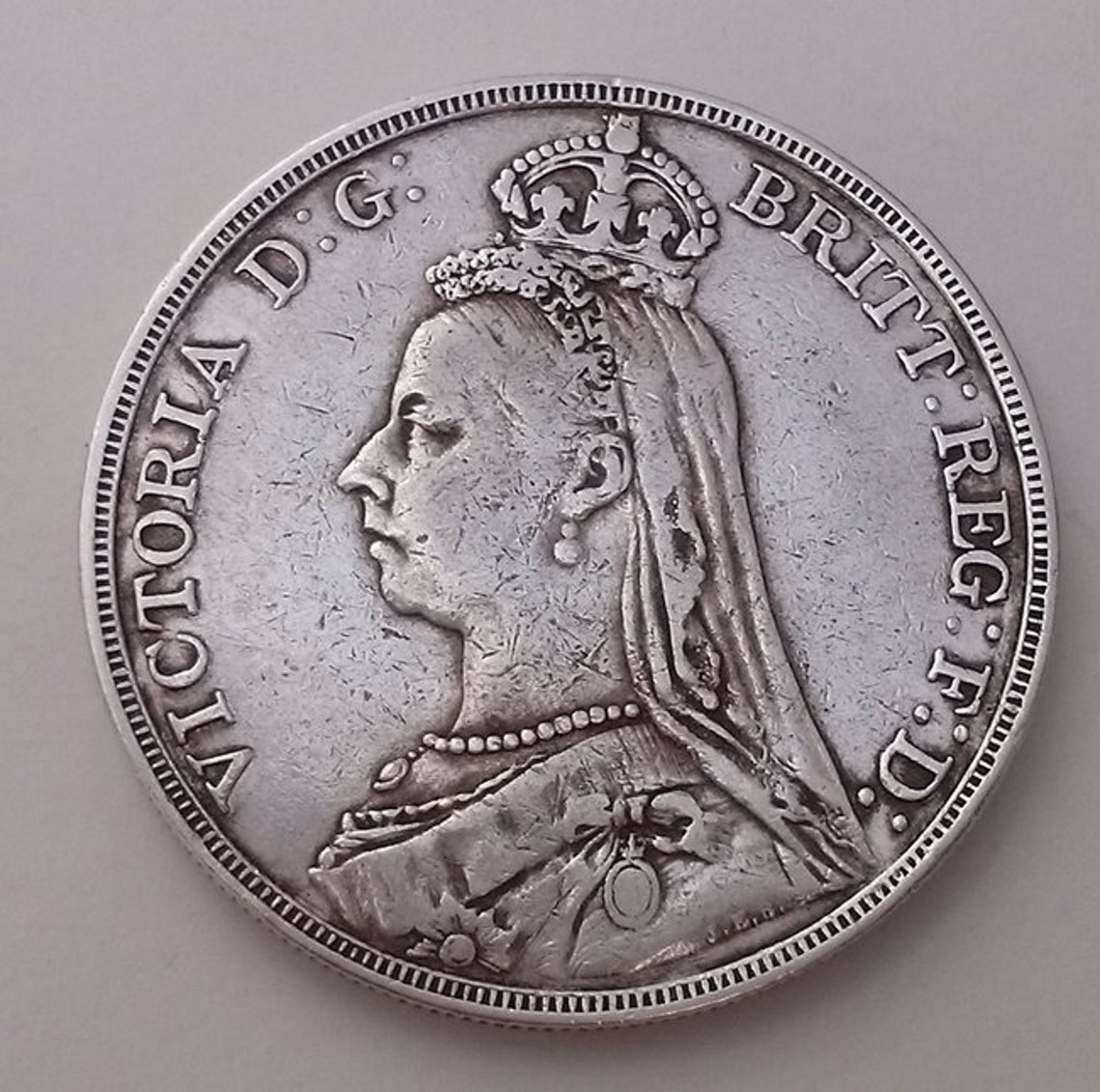 1889 Crown Silver Coin Queen Victoria Very Fine Condition | Etsy