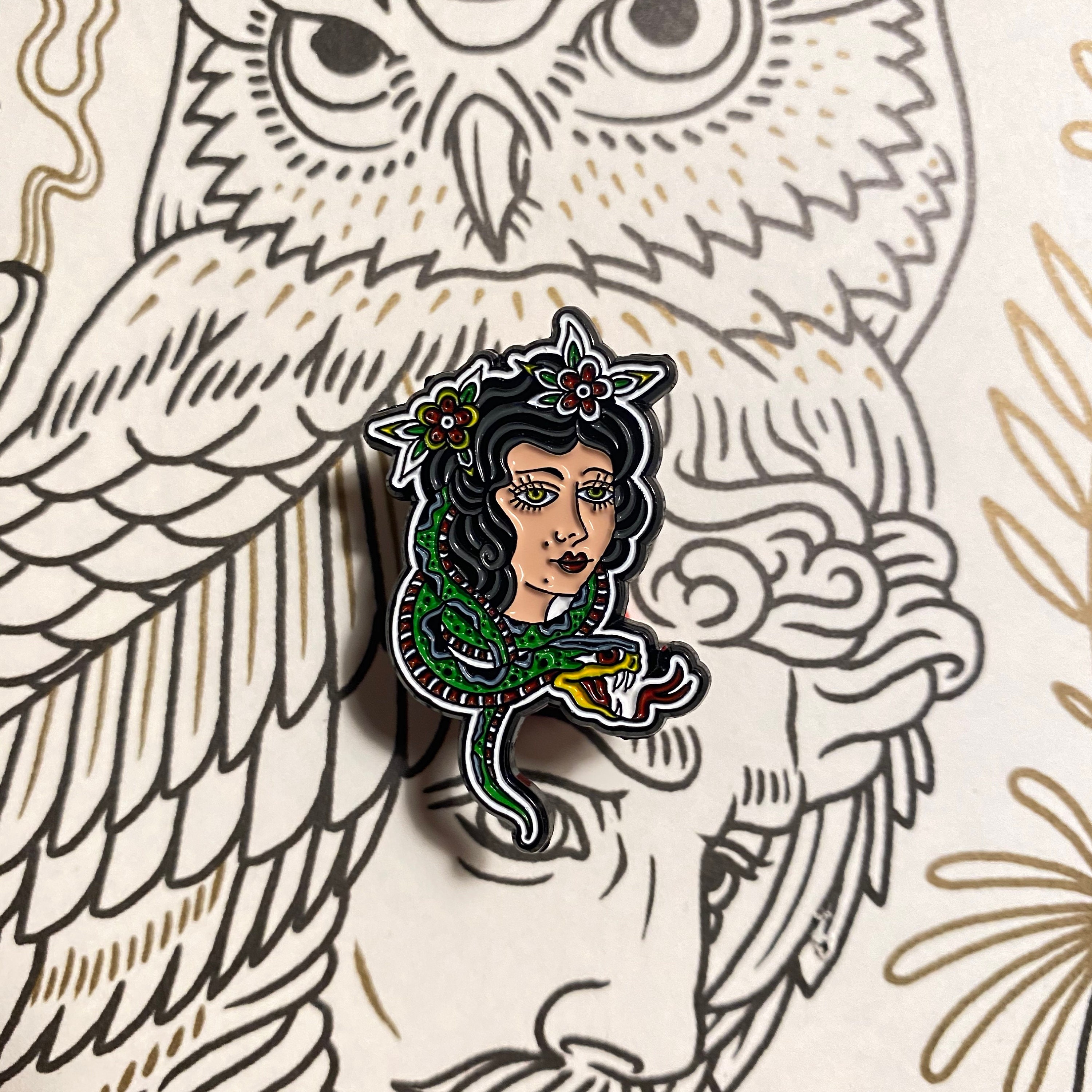 Signature Tattoo Series Kirk Fagan Snake Lady Enamel Pin - Etsy