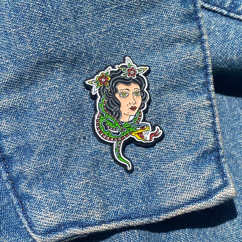 Signature Tattoo Series Kirk Fagan Snake Lady Enamel Pin - Etsy