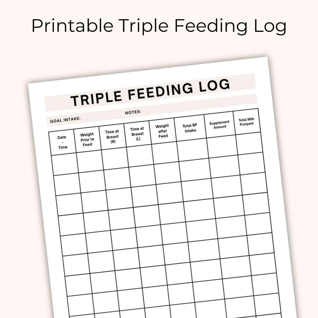 Triple Feeding Log | Baby Feeding Log | Pumping and Nursing Log ...