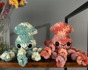 Light Blue Squid Plushie Crochet Squid Toy Squid Blue Stuffed Squid ...