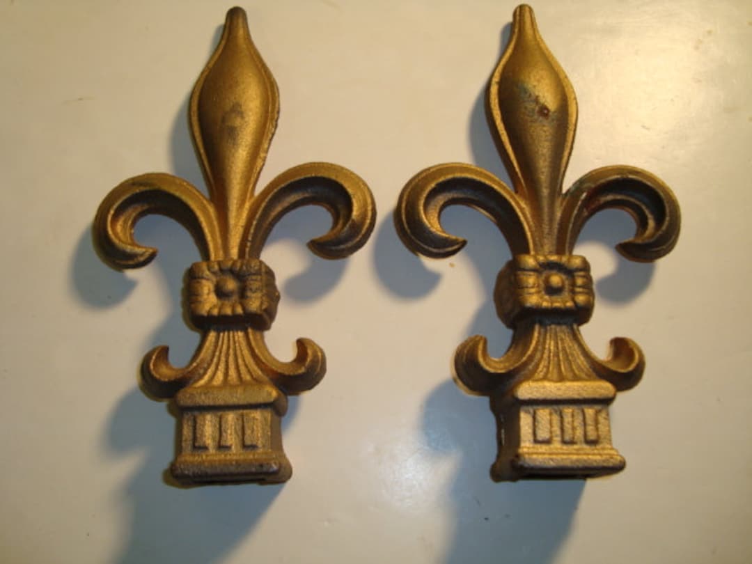 Pair of Cast Iron French Fleurs De Lys Gold Color H-9 - Etsy