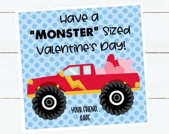 Monster Truck Valentine's Day Card, Monster Truck Valentine Card ...