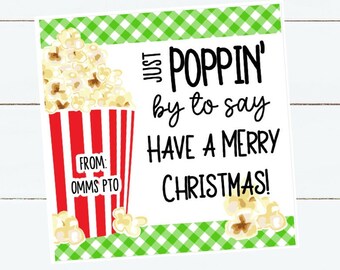 We Wish You a Merry Christmas and a Poppin New Year, Popcorn Tags ...