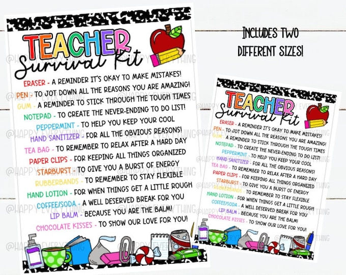 Updated Teacher Survival Kit Printable, Digital Download - Etsy