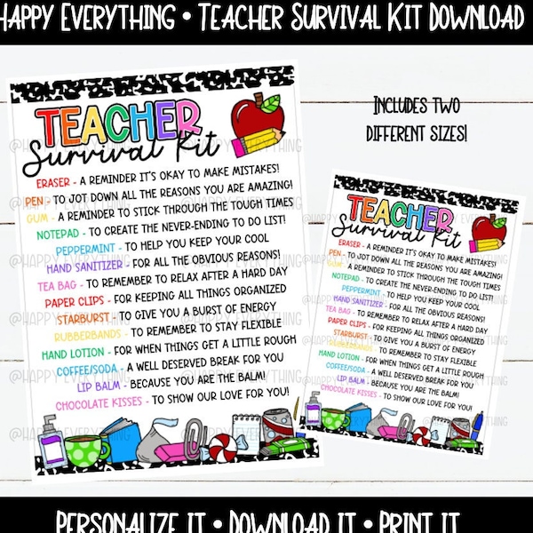 Teacher Survival Kit - Etsy