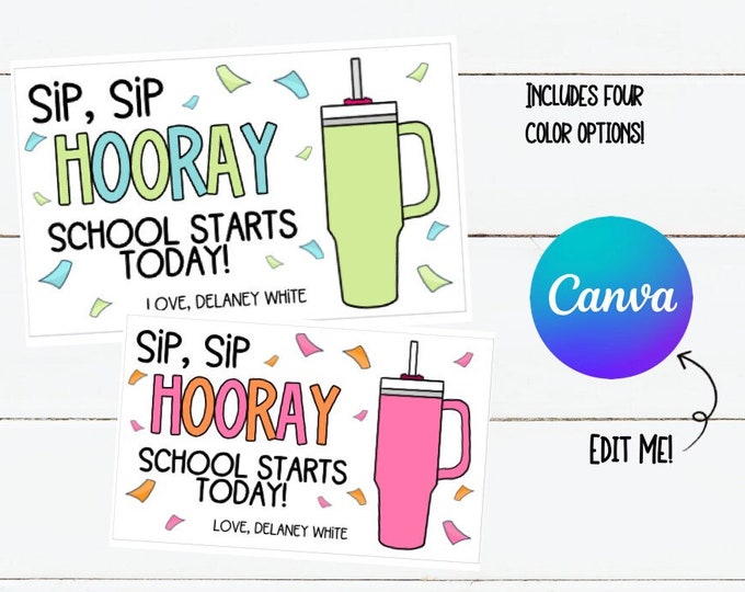 Editable Sip Sip Hooray Tags, Digital Download - Etsy