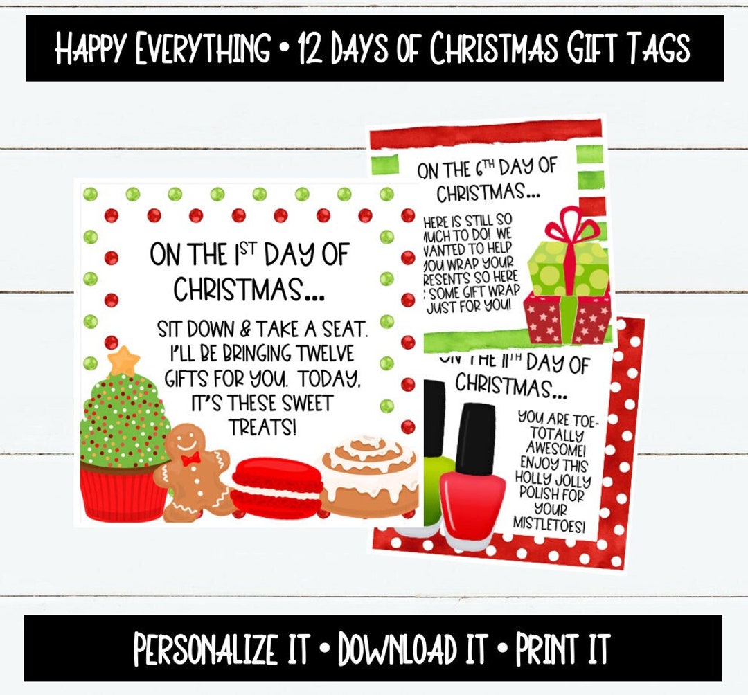 12 Days of Christmas Gift Tags - Etsy