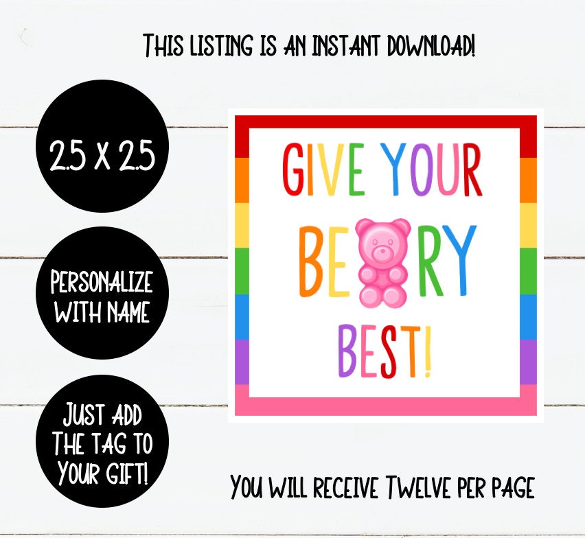 Give Your Beary Best Tags - Etsy