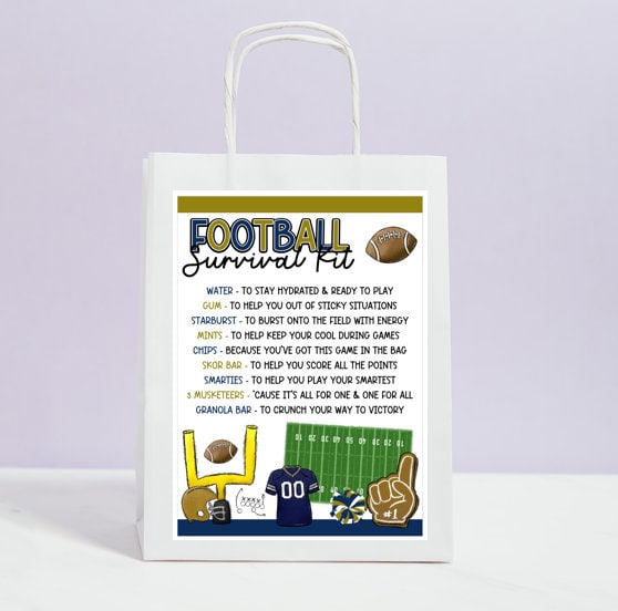 Navy Blue & Gold Football Survival Kit Printable Instant - Etsy