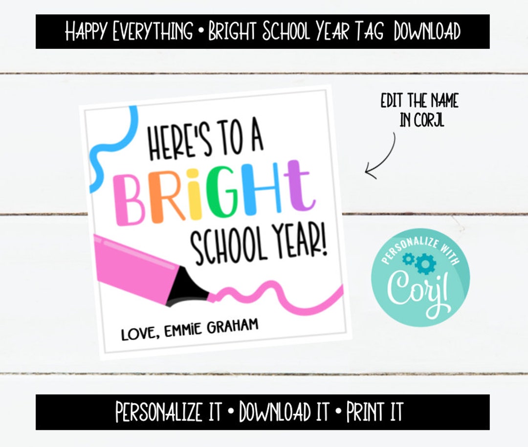 Editable Bright School Year Highlighter Tags, Digital Download - Etsy