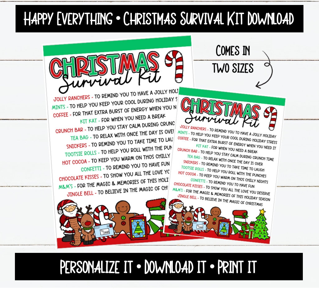 Christmas Survival Kit Printable, Digital Download - Etsy