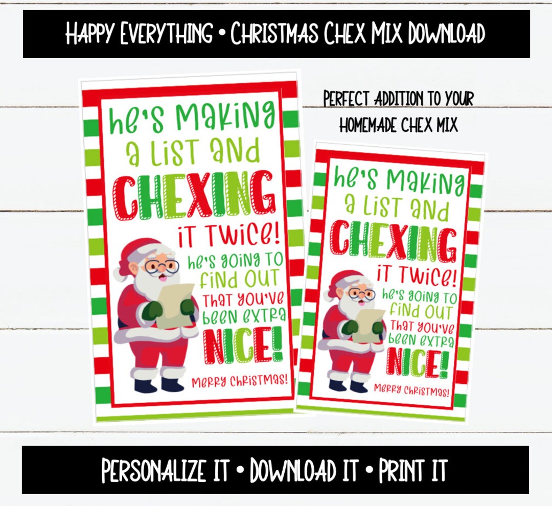 Chexing It Twice Christmas Treat Tags - Etsy