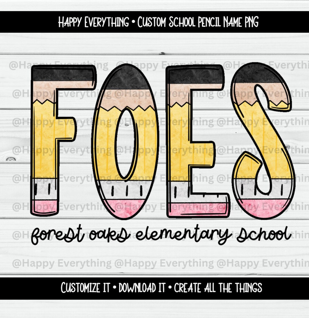 Custom Pencil School Letters, School Spirit PNG File, Digital Download ...