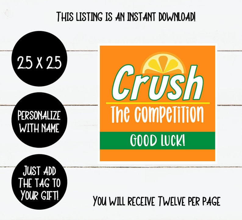 Crush the Competition Tags - Etsy