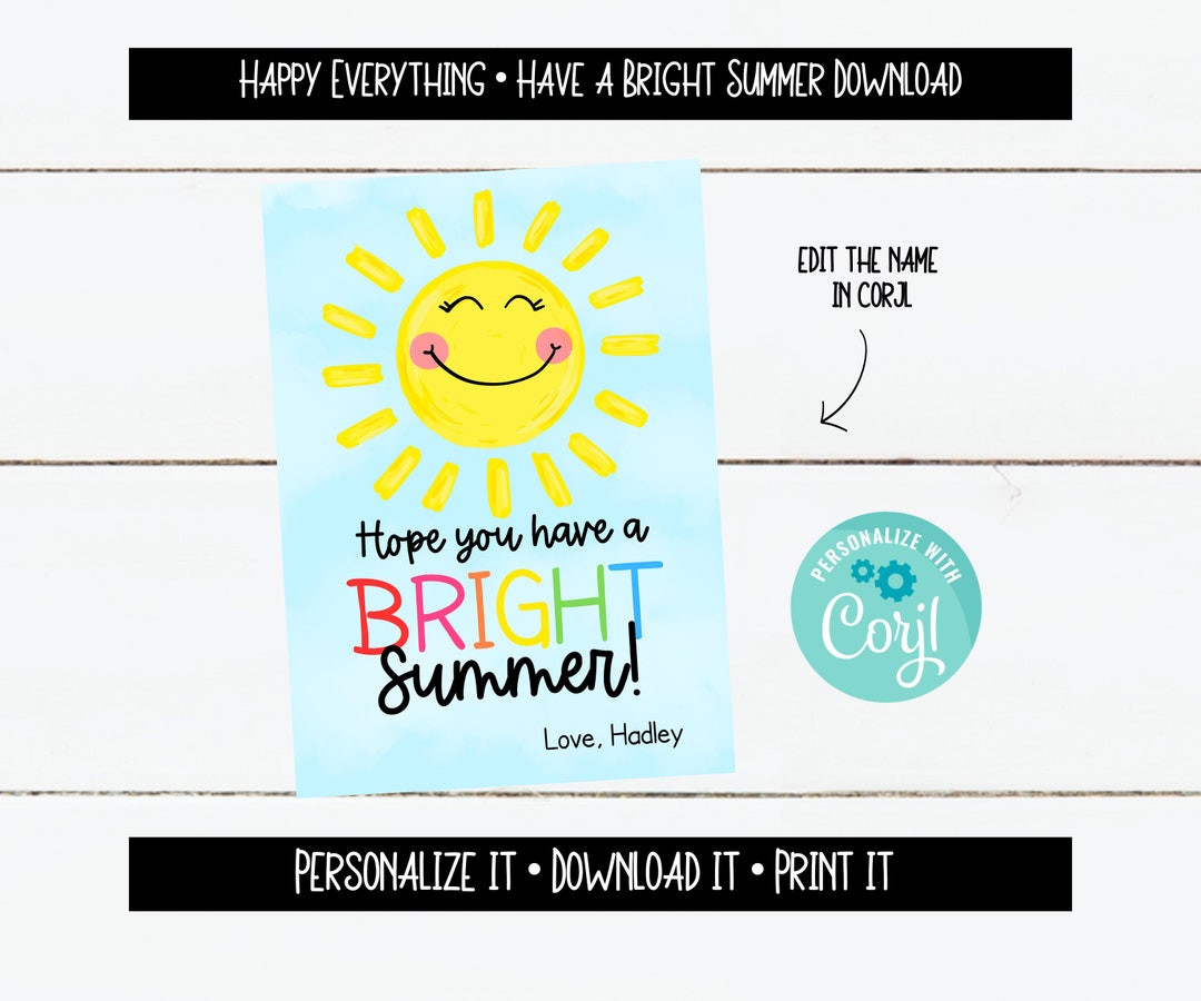 EDITABLE Have a Bright Summer Tag Download - Etsy