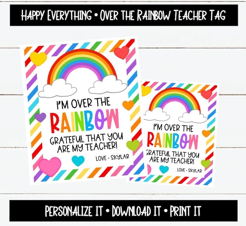 Over the Rainbow Grateful Teacher Tag - Etsy