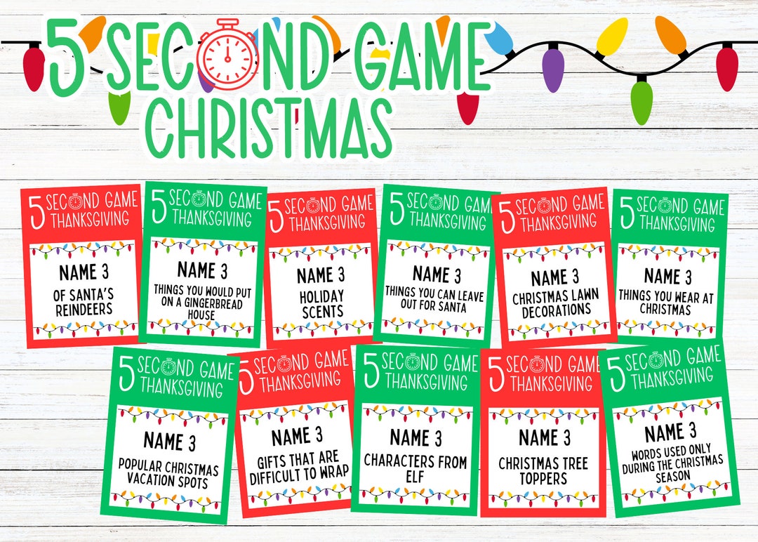 Christmas 5 Second Game, Instant Digital Download - Etsy