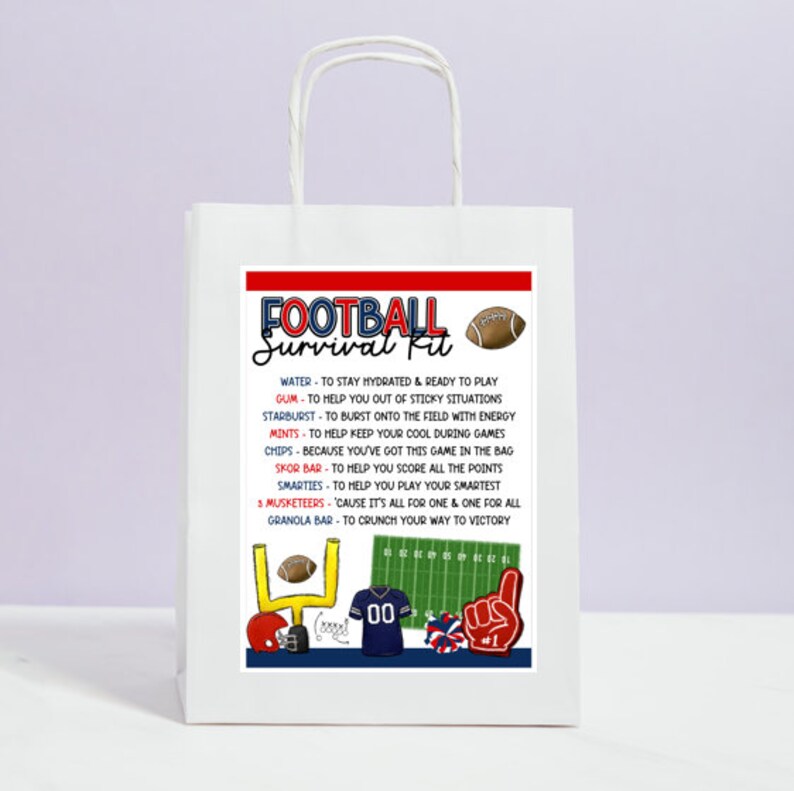 Red & Navy Football Survival Kit Printable Instant Digital - Etsy