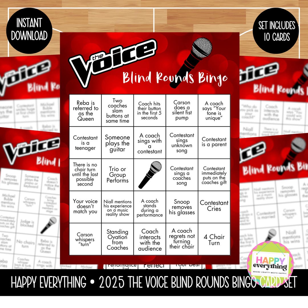 2025 the Voice Blind Auditions Bingo, Set of 10 Cards INSTANT DOWNLOAD ...