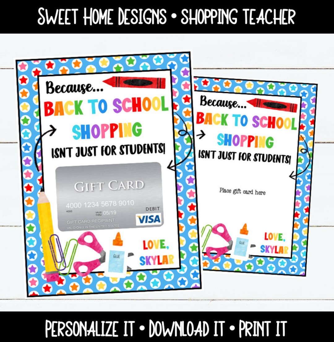 Back to School Shopping Teacher Gift Card Holder - Etsy