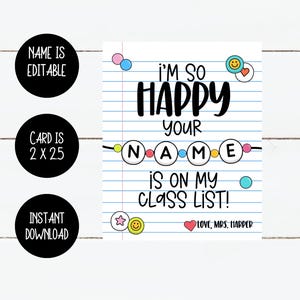 I'm so Glad Your Name is on My List Editable Name Only, Digital ...