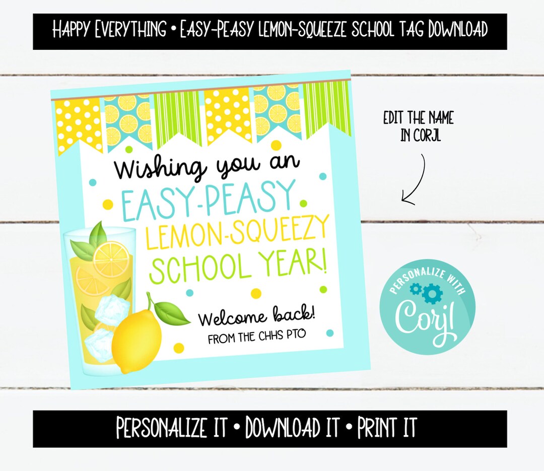 EDITABLE Easy-peasy Lemon-squeezy Tags, Digital Download - Etsy