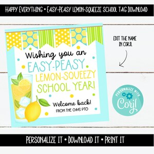 EDITABLE Easy-peasy Lemon-squeezy Tags, Digital Download - Etsy
