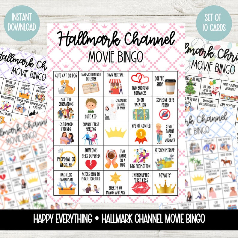 Hallmark Channel Bingo, Set of 10 Cards INSTANT DOWNLOAD - Etsy