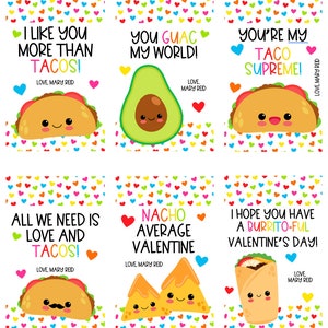 Fiesta Food Valentine Cards - Etsy